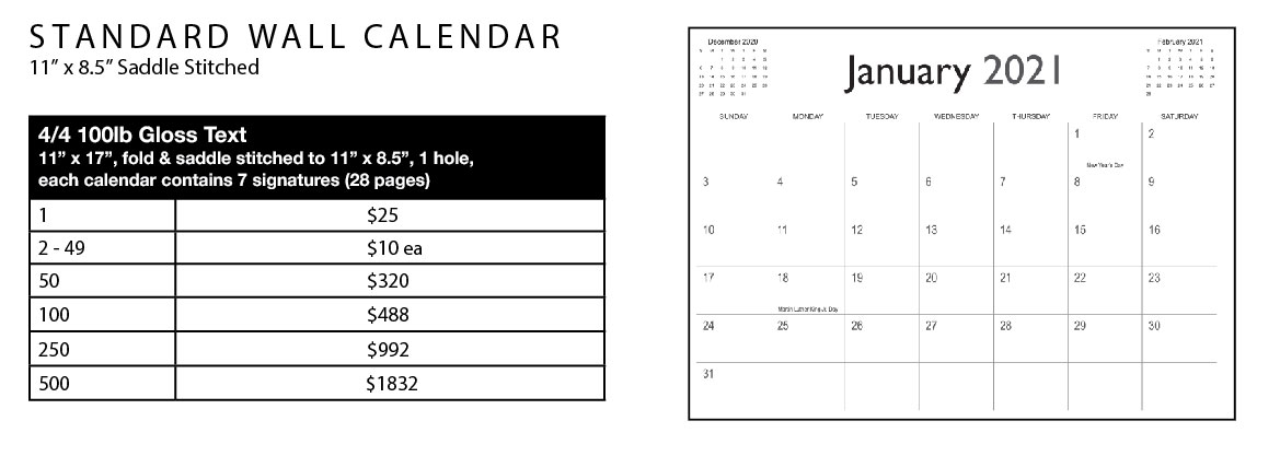 Care Printing Standard Wall Calendars 11 8 5in Care Printing Standard Wall Calendars 11 8 5in